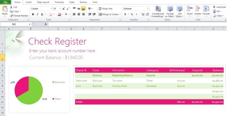 Checkbook Register Template (Excel, Word, PDF) - Excel TMP