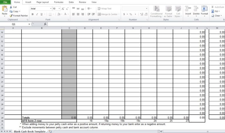 Blank Cash Book Template For Business (Excel) - Excel TMP