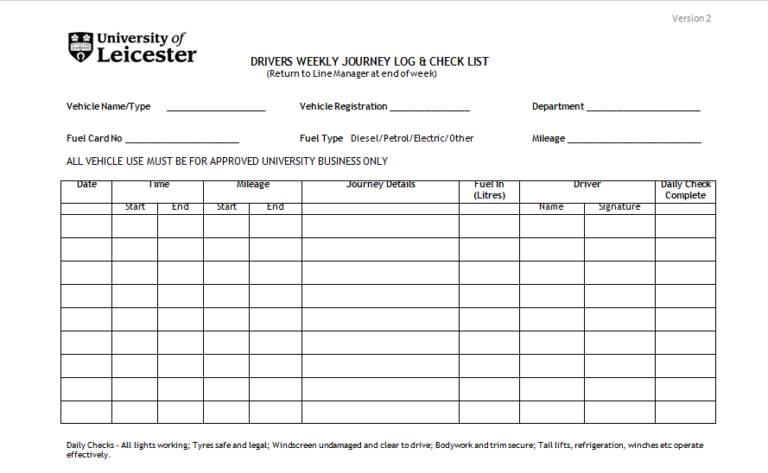 Vehicle Log Book Template (Word, Excel, PDF) - Excel TMP