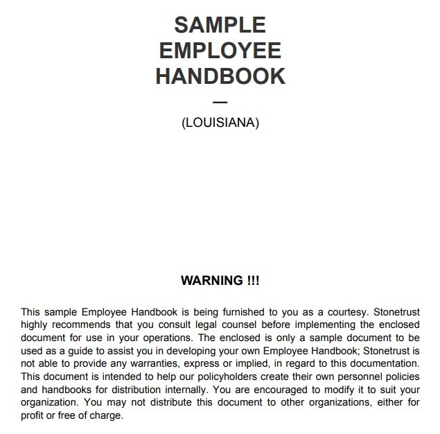 Free Employee Handbook Template Word PDF Excel TMP