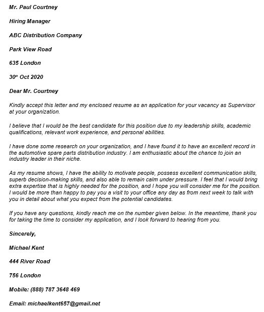 Free Supervisor Cover Letter Templates Examples Word Excel TMP Free Supervisor Cover Letter Templates Examples Word Excel TMP